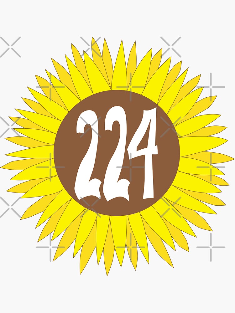 "Hand Drawn Illinois Sunflower 224 Area Code" Sticker by itsrturn ...