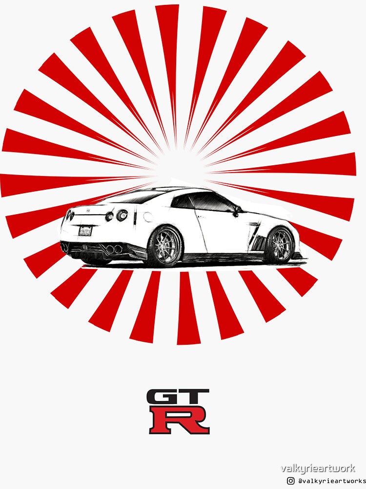 Pegatina «Nissan GTR Sol naciente» de valkyrieartwork | Redbubble