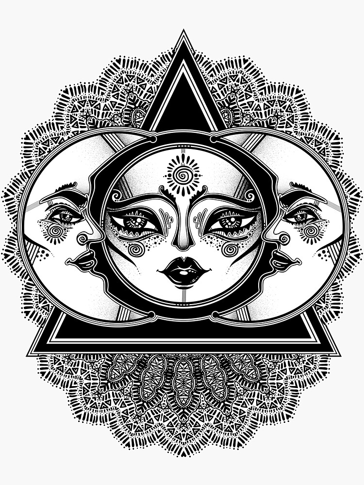 Pegatina «Eclipse simbólico tribal del sol con la luna creciente con la ...
