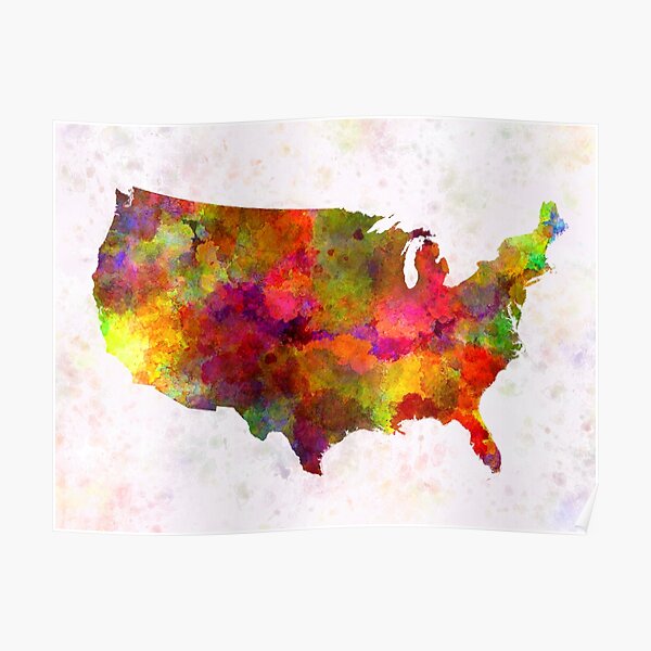 Map Usa United States Watercolor Background Abstract Paint Color Grunge ...