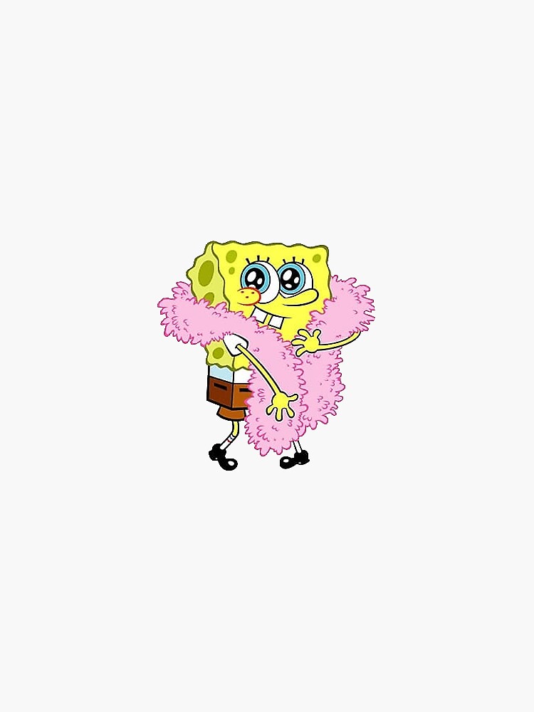 "Sponge bob in a pink scarf" Sticker for Sale by lgregorarz | Redbubble
