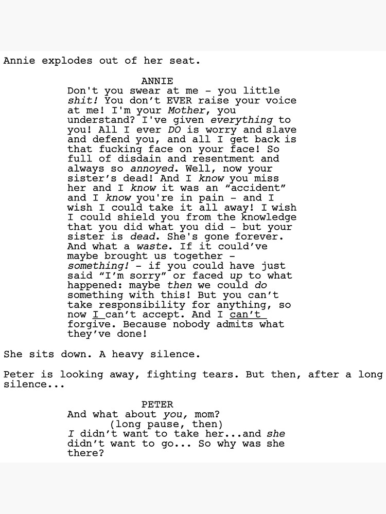 "Hereditary script - I Am Your Mother" Art Print by FilmStuff | Redbubble