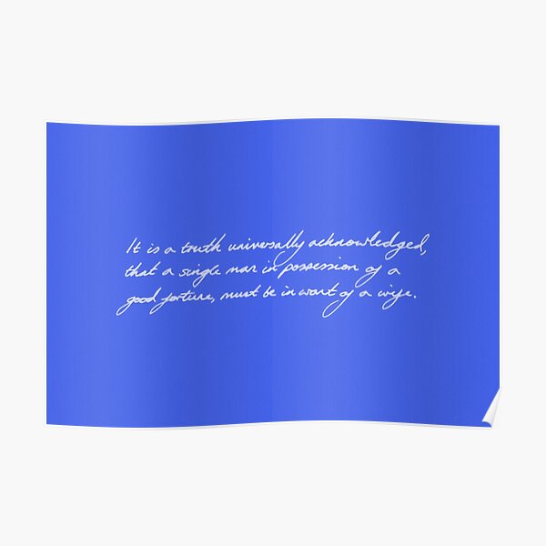 Póster «"Es una verdad universalmente reconocida ..." Cita de orgullo y ...