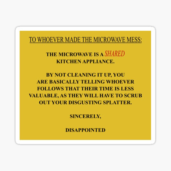"Pam's Microwave Note" Sticker for Sale by designedbyaamir | Redbubble