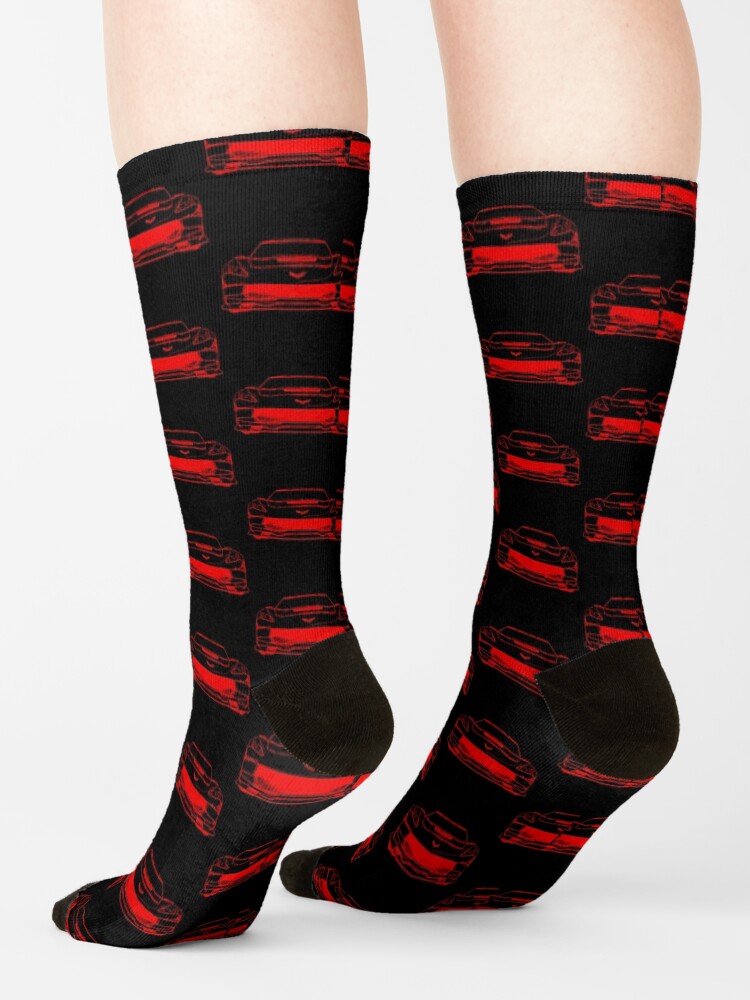 "Corvette C7 RED Sketch" Socks for Sale by CharlieCreator | Redbubble