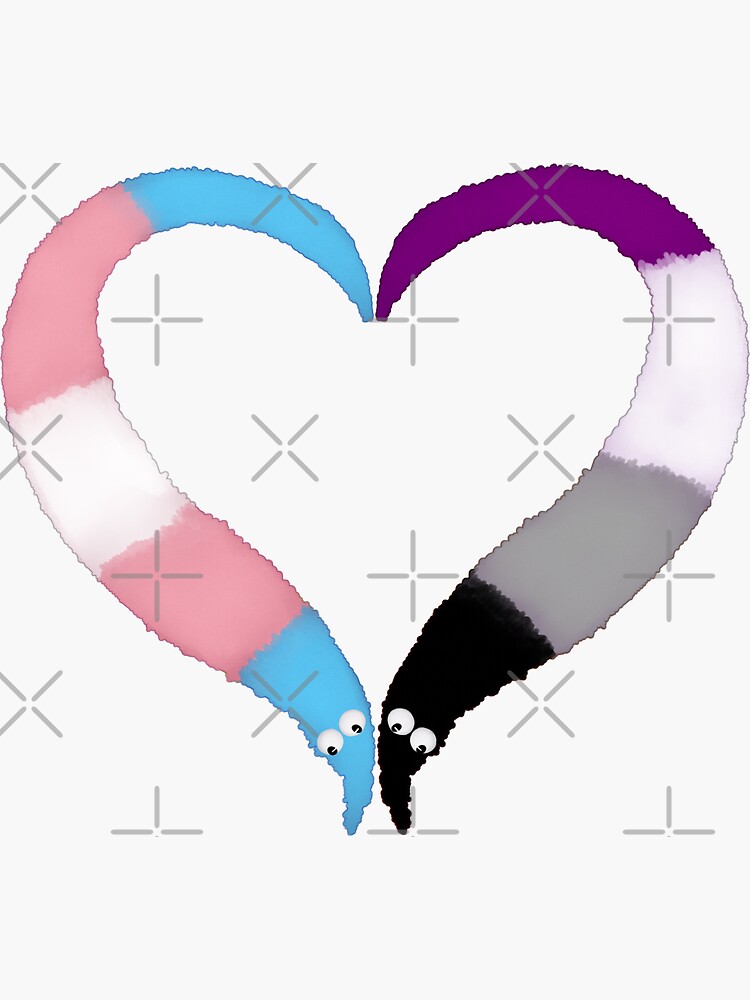 "Trans Asexual Worm on a String Heart" Sticker for Sale by guavaowl ...