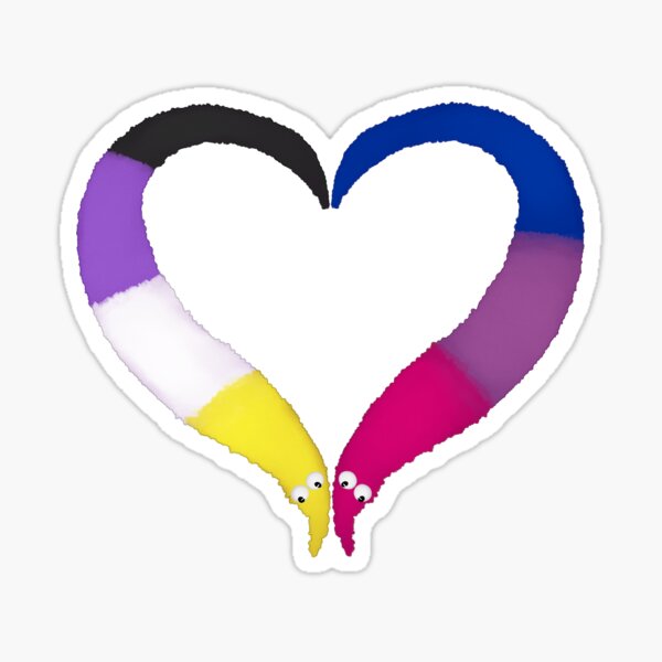 "Nonbinary Bi Worm on a String Heart" Sticker for Sale by guavaowl ...