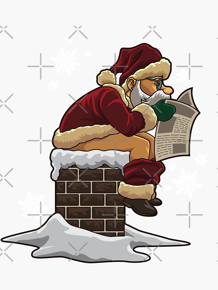 Pegatina «Santa esta cagando en la chimenea» de anziehend | Redbubble