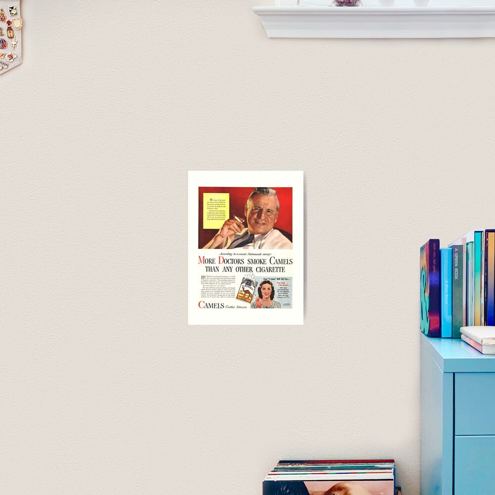 "Camel Cigarette Ad "Doctors Smoke Camels"" Art Print for Sale by zfree ...