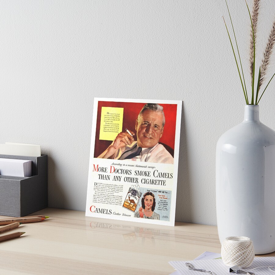 "Camel Cigarette Ad "Doctors Smoke Camels"" Art Board Print for Sale by ...