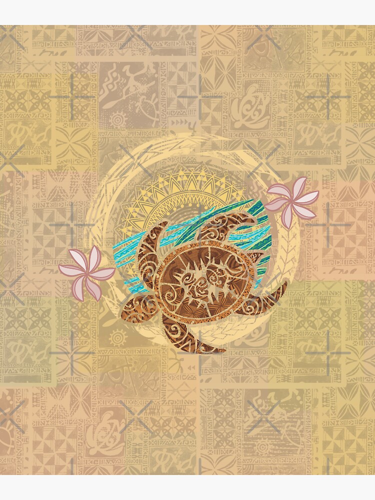 "Vintage Samoan Turtle Tapa Print" Sticker for Sale by sunnthreads ...