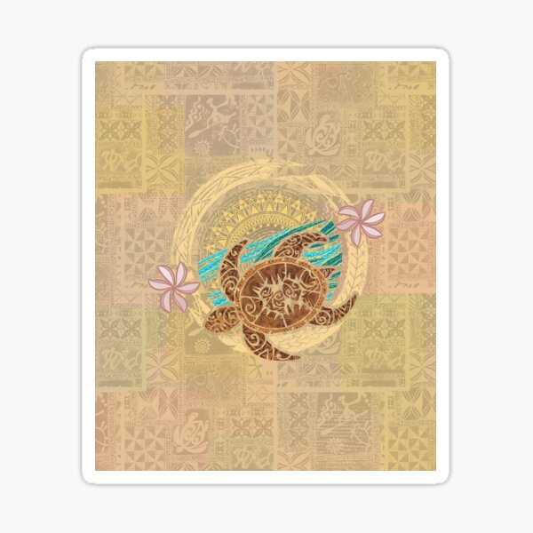 "Vintage Samoan Turtle Tapa Print" Sticker for Sale by sunnthreads ...