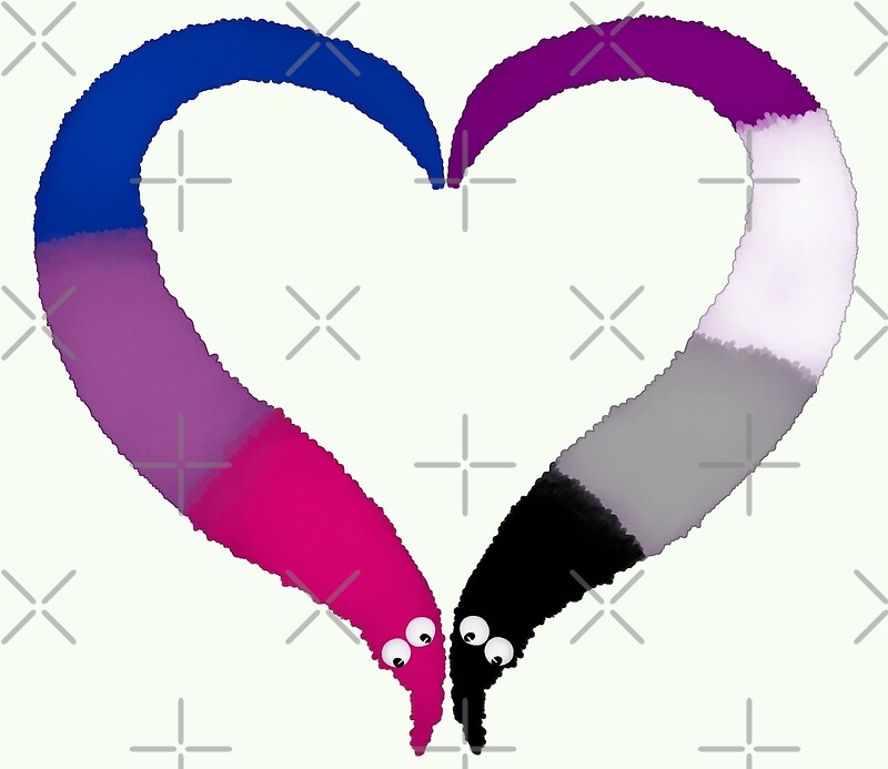 "Asexual Bi Worm on a String Heart" by guavaowl | Redbubble