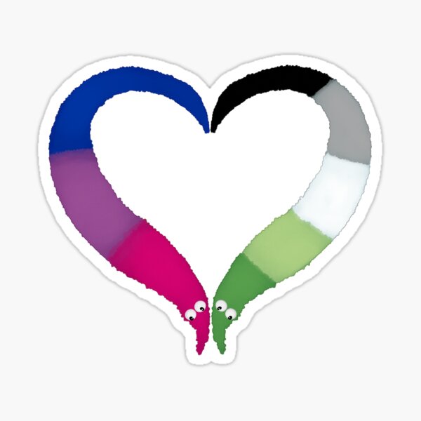 "Aromantic Bi Worm on a String Heart" Sticker for Sale by guavaowl ...