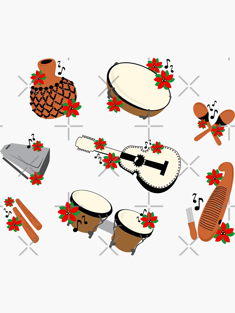 "Puerto Rican Christmas Tradition Party Music Instruments" Sticker by ...