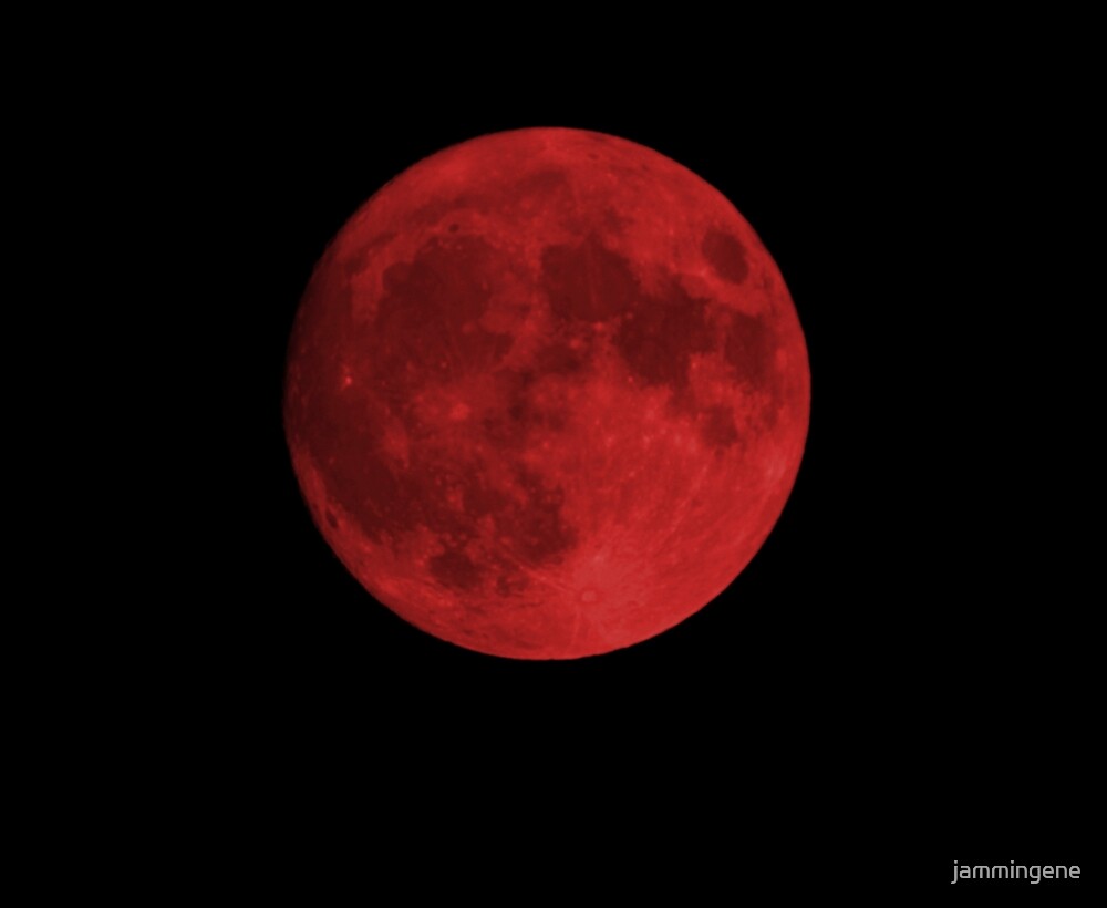 "Red full moon" by jammingene | Redbubble