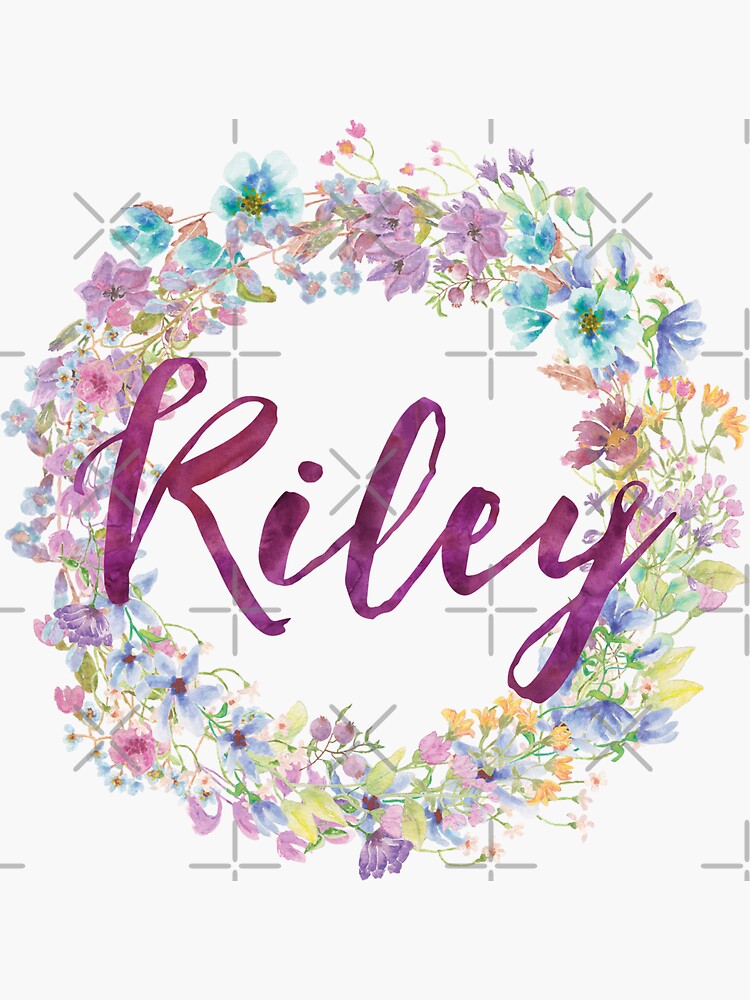 "Riley | Girls Name Flower Wreath | Toddler | Kids | Baby" Sticker for ...