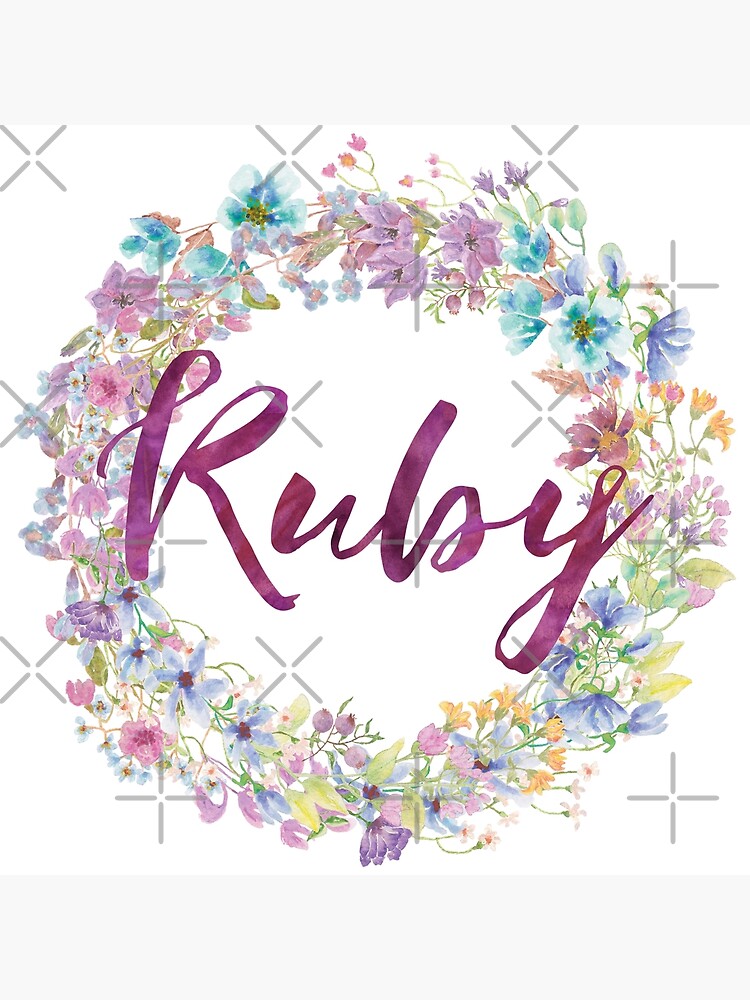 "Ruby | Girls Name Flower Wreath | Toddler | Kids | Baby" Poster for ...
