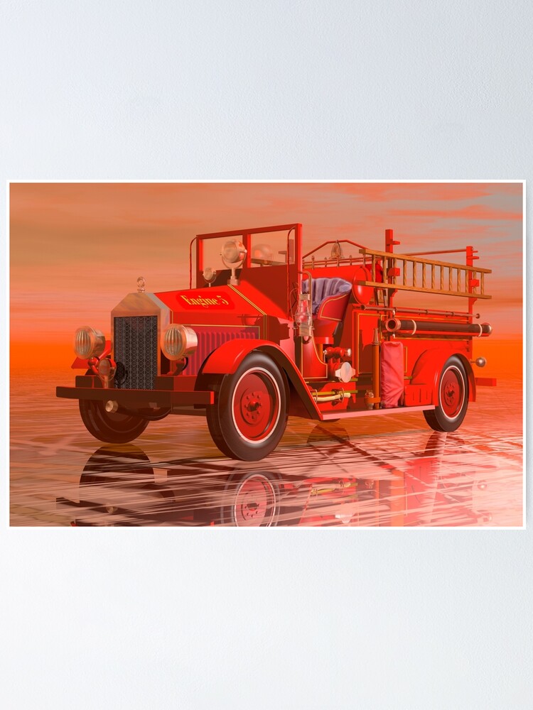 "Antique Fire Engine" Poster for Sale by fotokatt | Redbubble