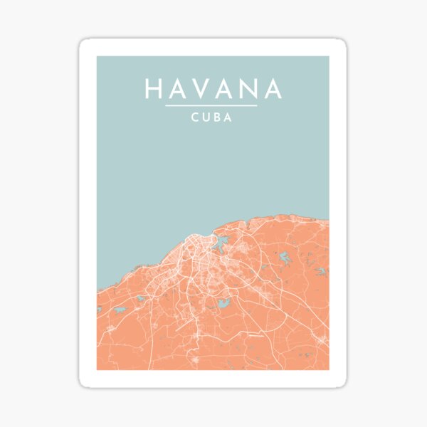 "Havana Map Art" Sticker for Sale by BoxyK | Redbubble