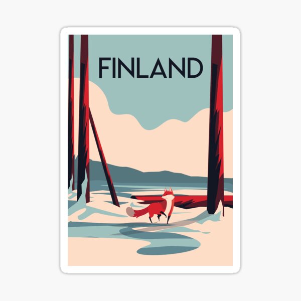 "Finland travel poster snow forest fox " Sticker for Sale by Arctic ...
