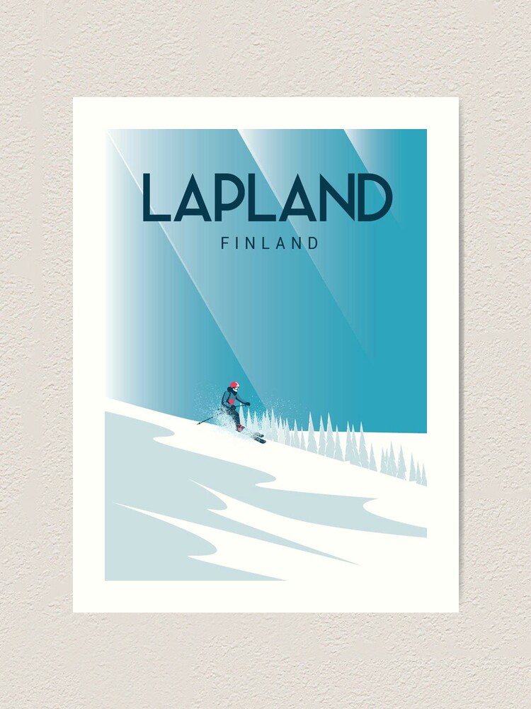 "Lapland Finland travel poster ski illustration " Art Print for Sale by ...