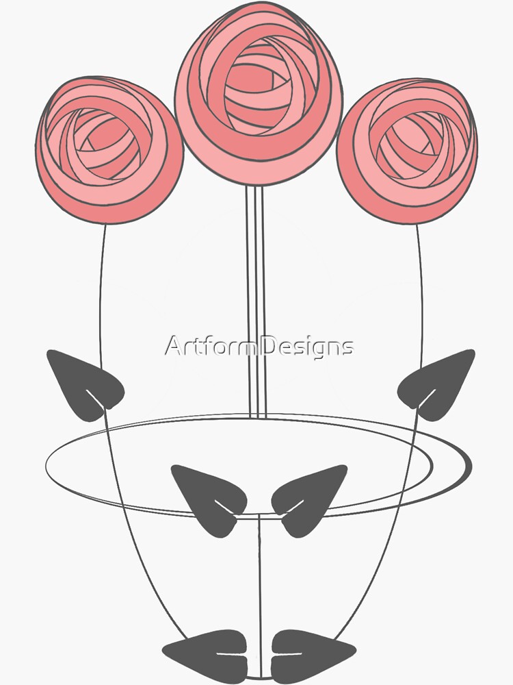 "Pink and Grey Art Nouveau Mackintosh Roses" Sticker for Sale by ...