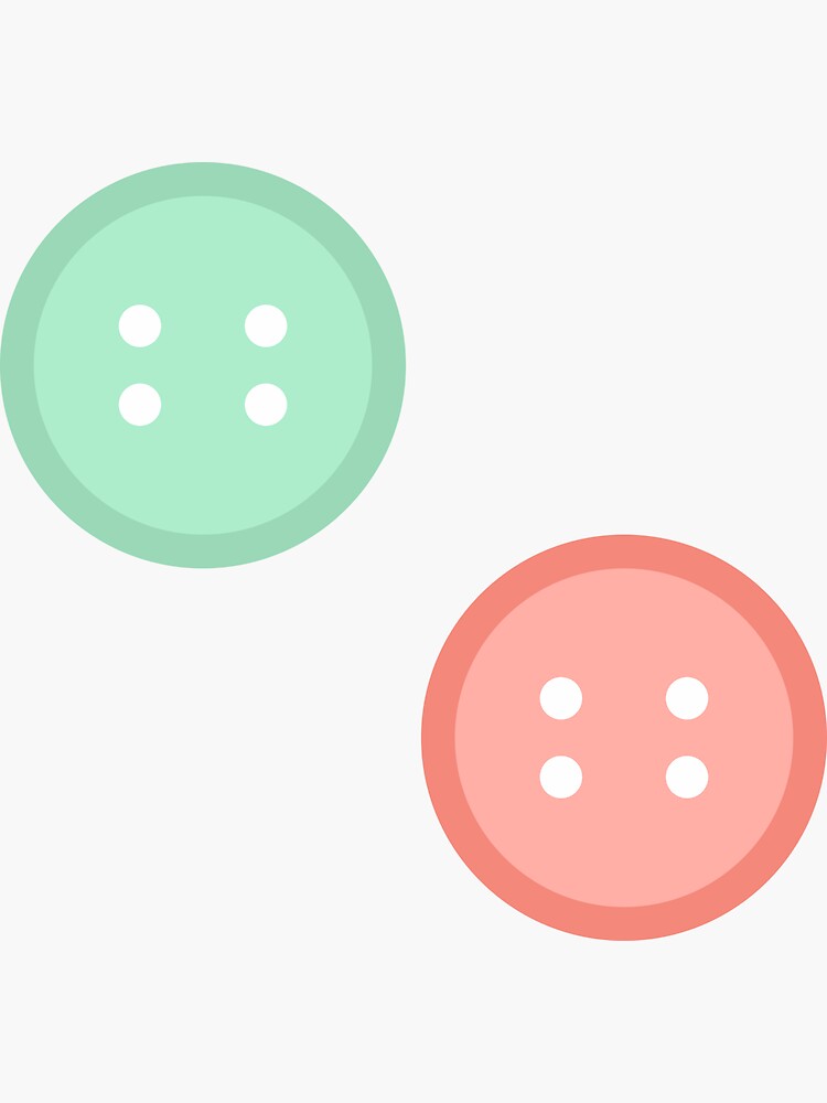 "Cute Sewing Buttons Notions Green & Coral Pink Seamstress" Sticker for ...