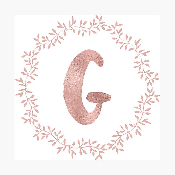 "Rose Gold Monogram G - Blush Pink Letter G" Photographic Print by ...