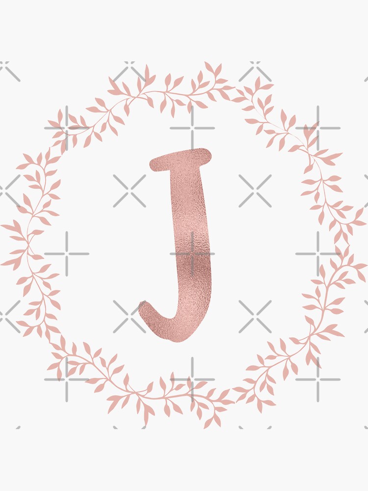 "Rose Gold Monogram J - Blush Pink Letter J on Black" Sticker by ...