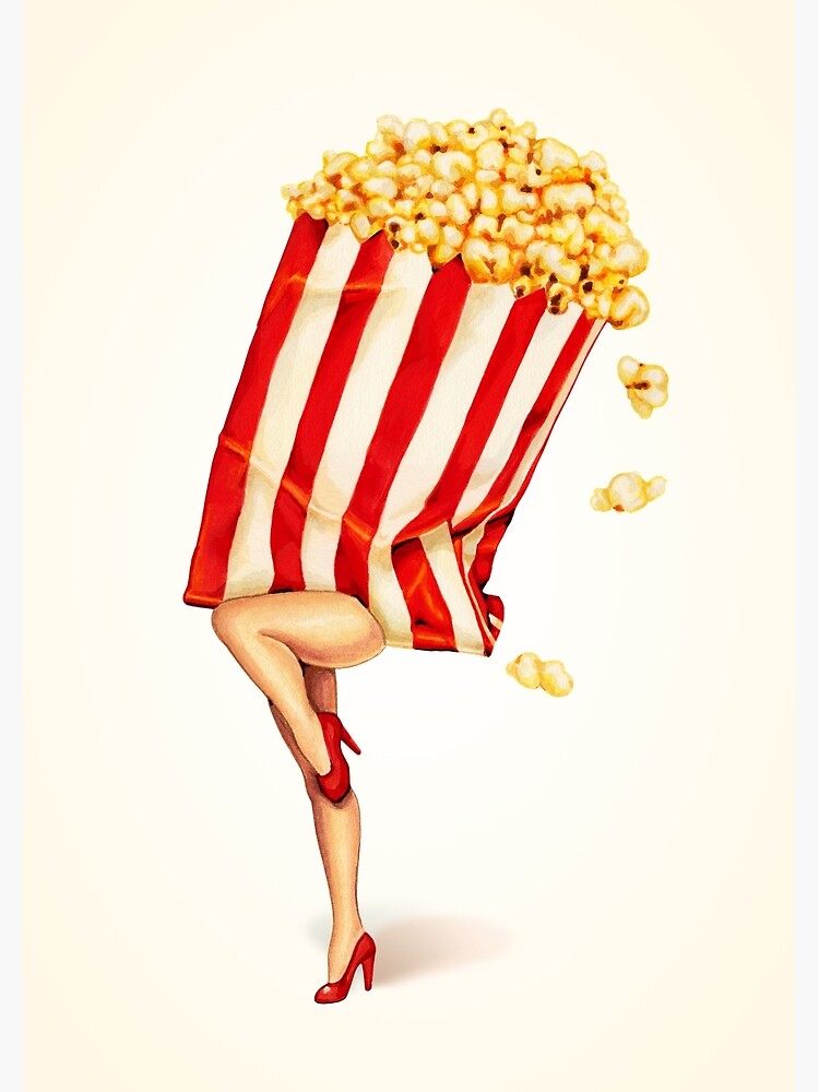 "Let's All Go to the Lobby - Popcorn Girl" Art Print for Sale by ...