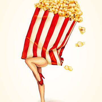 "Let's All Go to the Lobby - Popcorn Girl" Postcard for Sale by Kelly ...