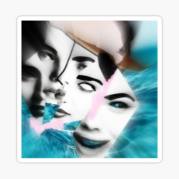 "floating faces of females,by c.a.2019[smiley100]" Sticker for Sale by ...