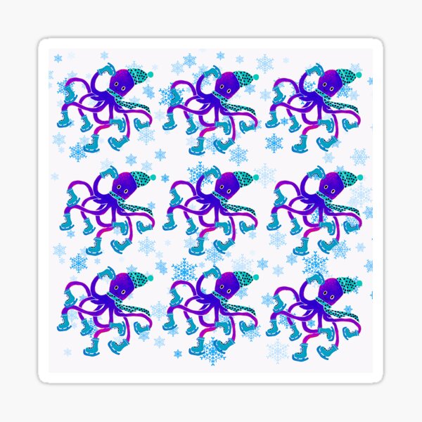 "Blue Ice Skating Octopus" Sticker by grigoriidesign | Redbubble