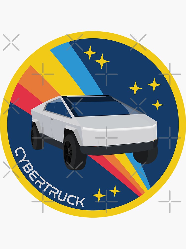 "Cybertruck (Cyber Truck Nasa Rocket Rainbow Emblem) Shirt | Sticker ...