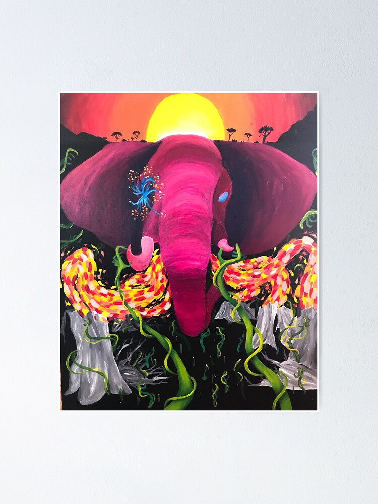 "Pink Elephant" Poster for Sale by AnklePopArt | Redbubble