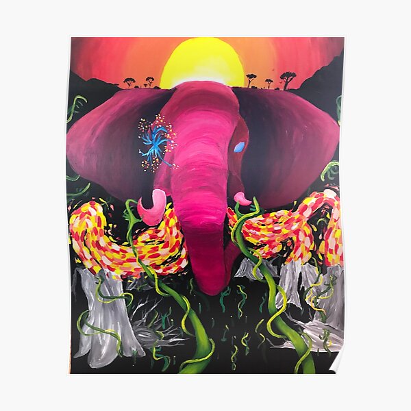 "Pink Elephant" Poster for Sale by AnklePopArt | Redbubble
