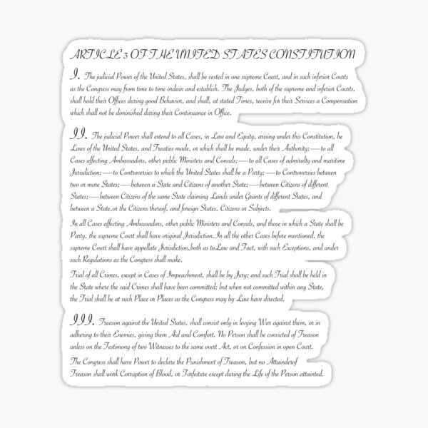 Article 3 Of The United States Constitution Sticker By article-3-of-the-united-states-constitution-sticker-by