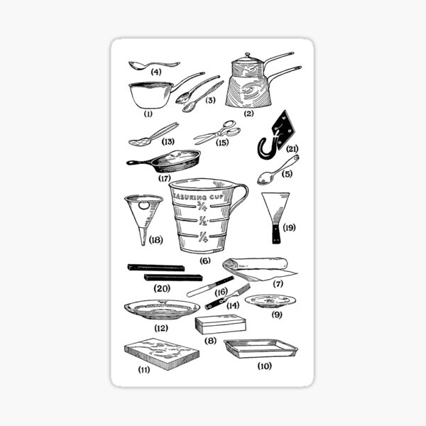 "Vintage Kitchen Tools" Sticker for Sale by lorenklein | Redbubble