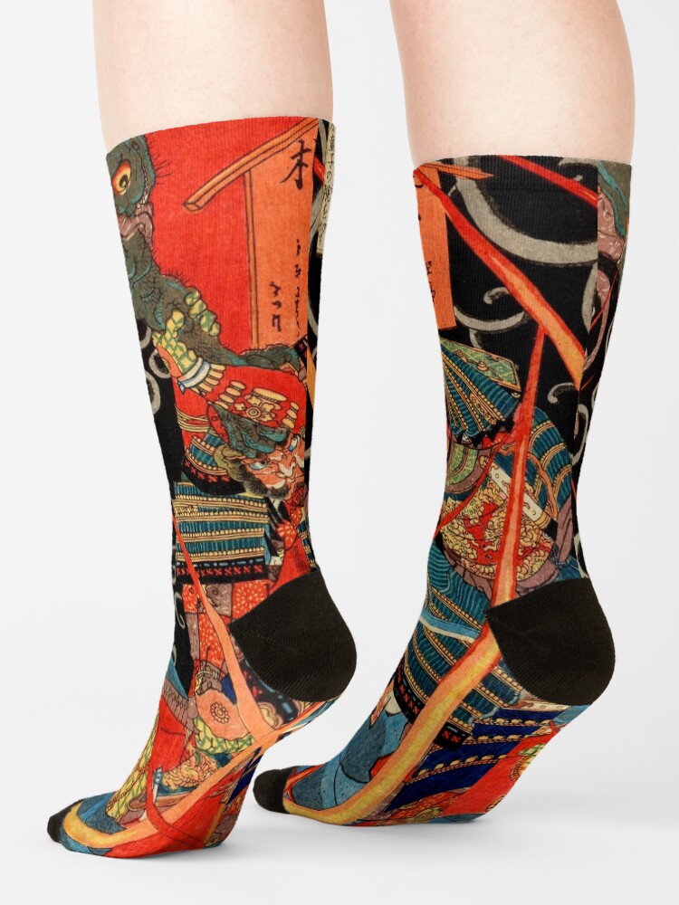 "Utagawa Kuniyoshi: Japanese Samurai fighting monster" Socks by ...