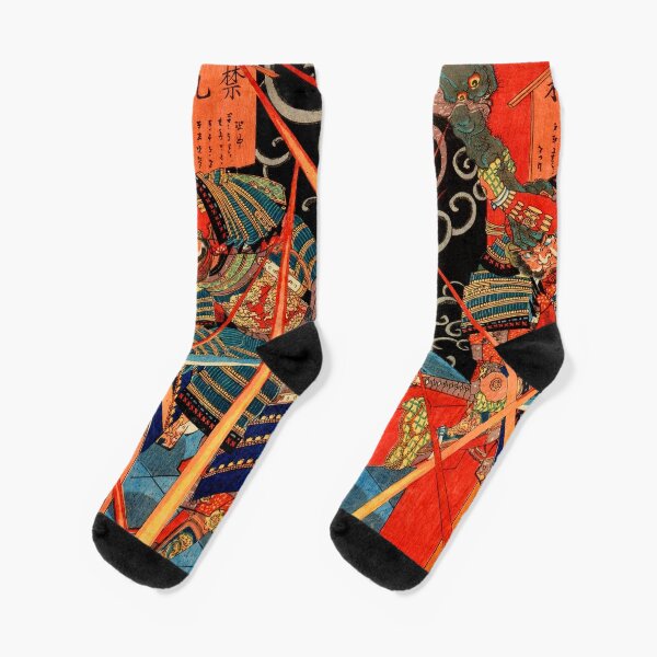 "Utagawa Kuniyoshi: Japanese Samurai fighting monster" Socks by ...