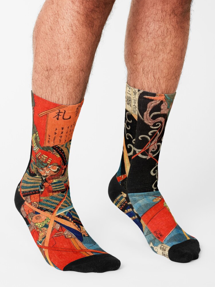 "Utagawa Kuniyoshi: Japanese Samurai fighting monster" Socks by ...