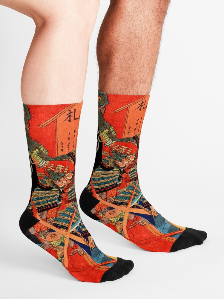 "Utagawa Kuniyoshi: Japanese Samurai fighting monster" Socks by ...