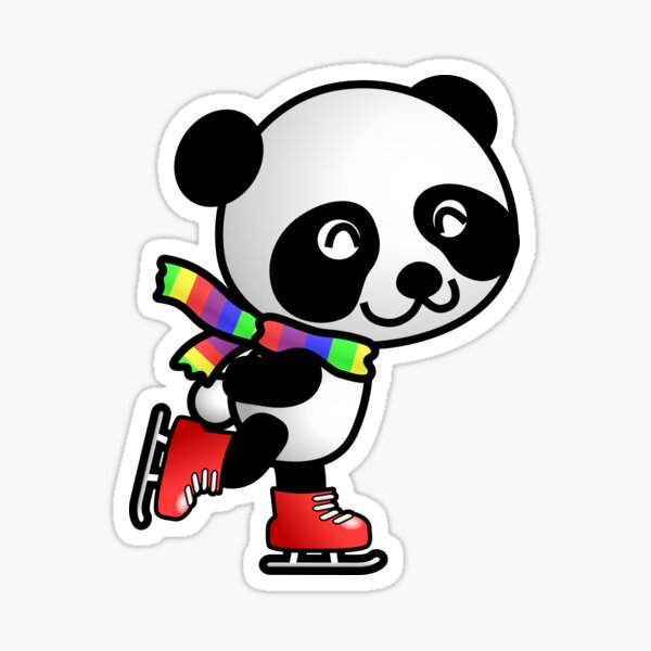 "Skating Panda with Rainbow Scarf" Sticker for Sale by BetterDesigns4U ...