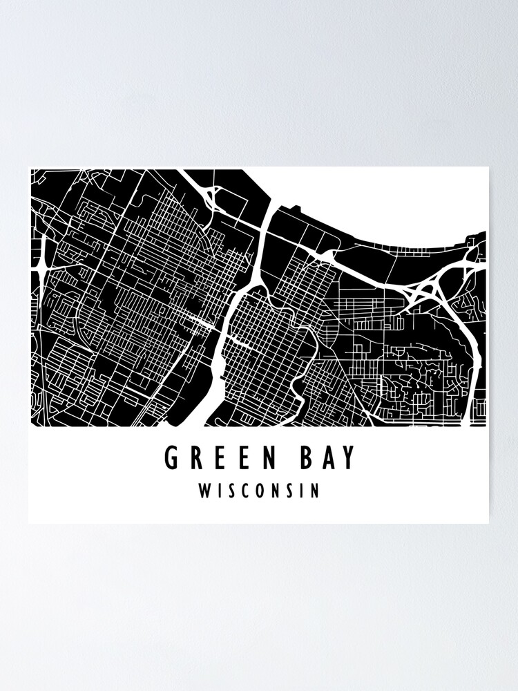 "Green Bay Map Art - Black" Poster for Sale by GBSwagShop | Redbubble
