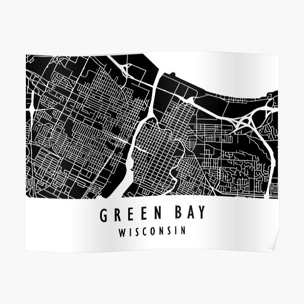 "Green Bay Map Art - Black" Poster for Sale by GBSwagShop | Redbubble