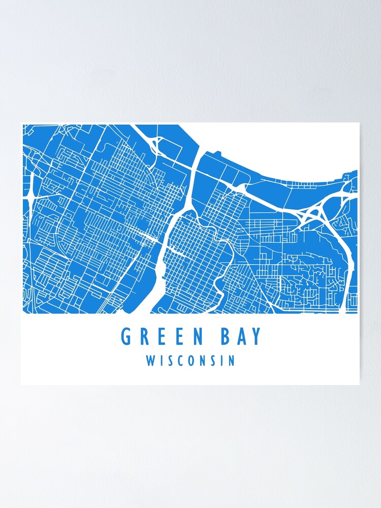 "Green Bay Map Art - Blue" Poster for Sale by GBSwagShop | Redbubble