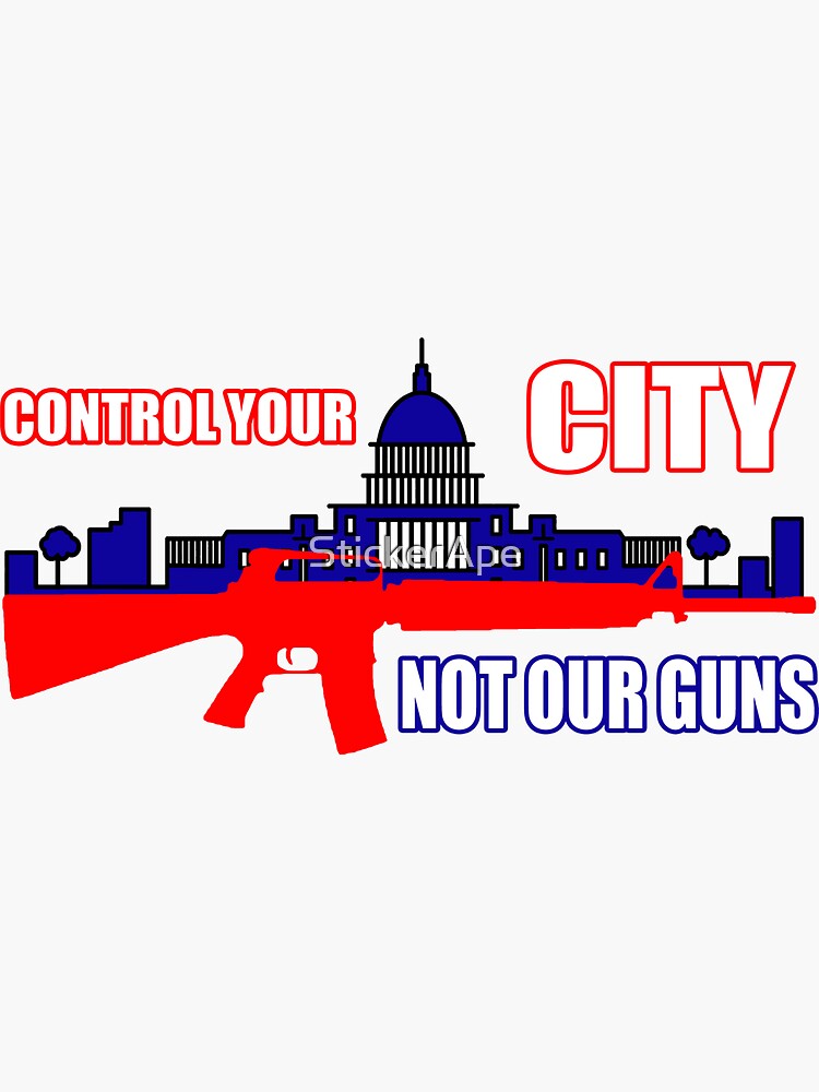 "Guns Control;" Sticker by StickerApe | Redbubble