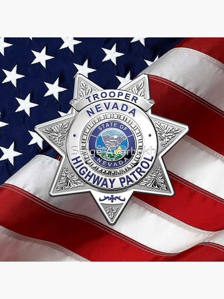 "Nevada Highway Patrol - NHP Trooper Badge over American Flag" Sticker ...