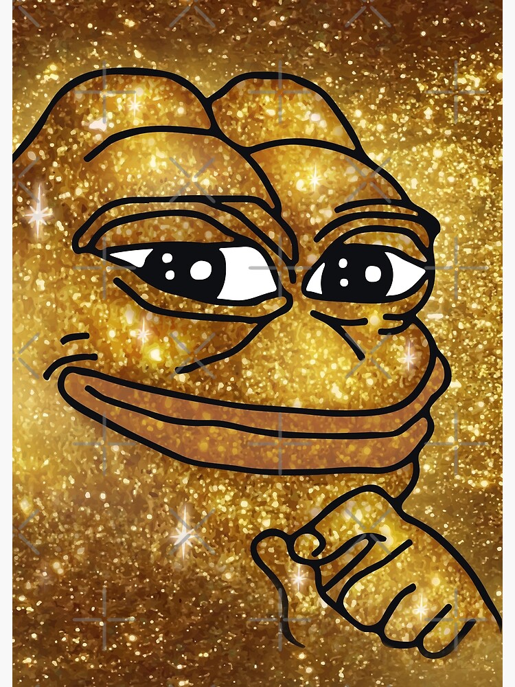 "Rare Pepe The Frog Gold Luxury Metal Golden Glitters with Smug Face HD ...